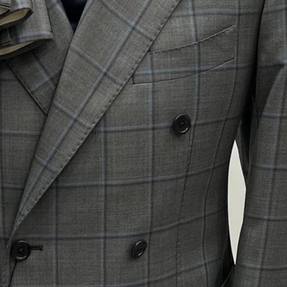 Cerruti 1881 | Suits & Blazers | Grey Windowpane Double Breasted Super 5 Cerruti Wool Suit ...